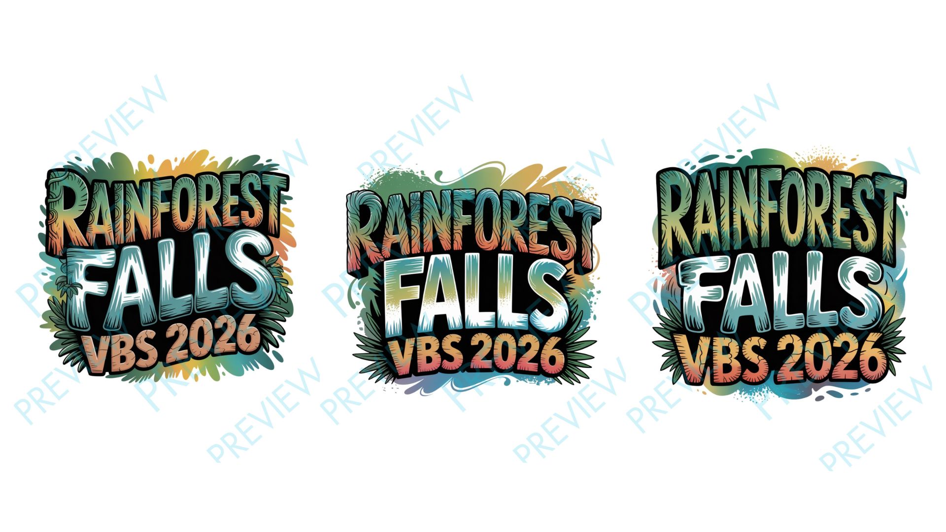 Rainforest Falls VBS 2026 Logo Design – Tropical Vacation Bible School ...